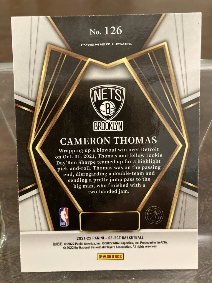 2021-22 Select Premier Level Cameron Thomas Base Rookie RC #126 Nets | eBay