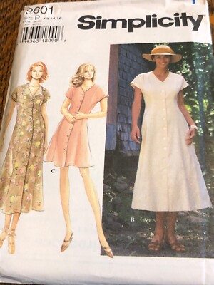 💐 SIMPLICITY #9601-LADIES FIT & FLARE TWO LENGTH DRESS PATTERN 6-10 / ...