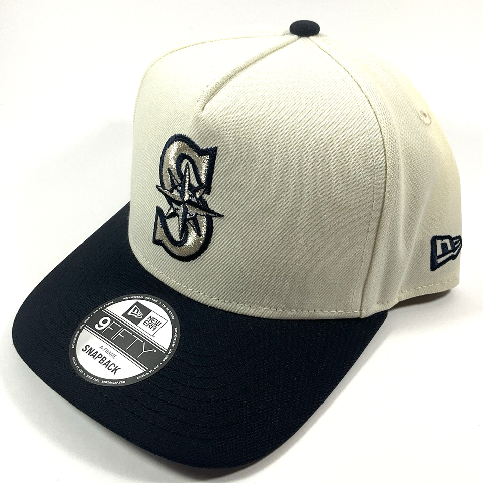 New Era Seattle Mariners Cream Navy Exclusive 9FIFTY A-Frame Snapback ...