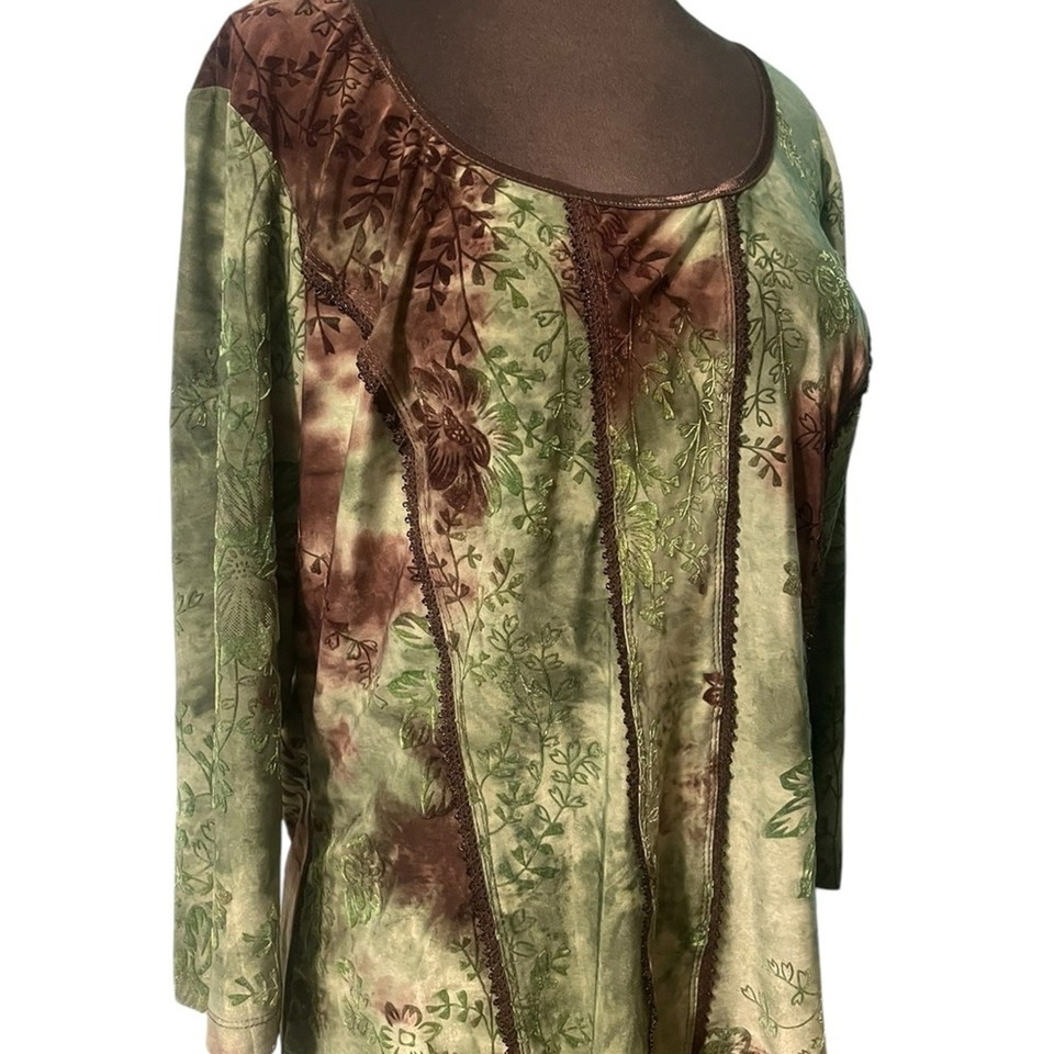 Y2K Fairy Grunge Goblincore Velvet Burnout Floral Slinky Top XL Forest Whimsy | eBay