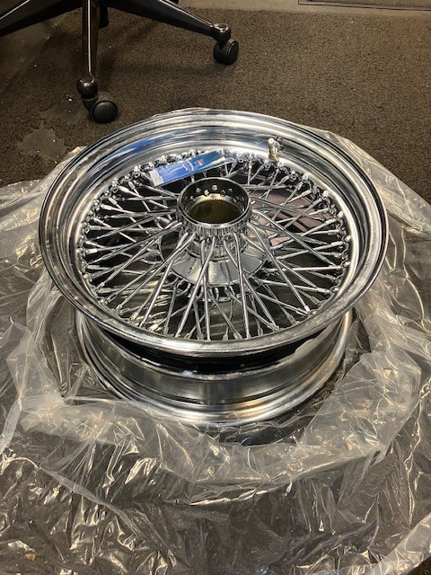Jaguar Wire Wheel, chrome, 15" x 6.5", 72 spoke, tubeless, centre, XW ...