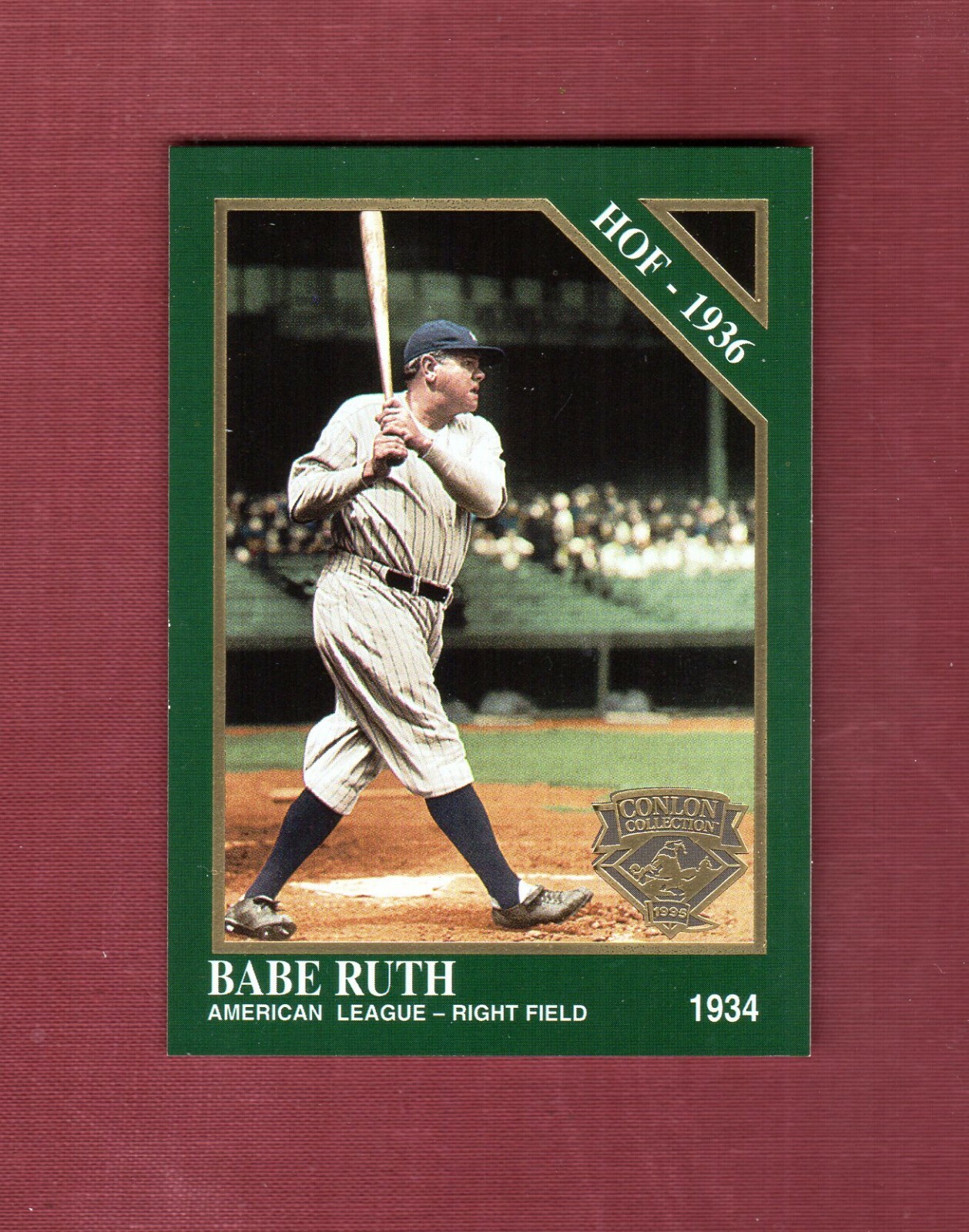#47 BABE RUTH, 1934 Yankees | Conlon color 1995 The Sporting News ...