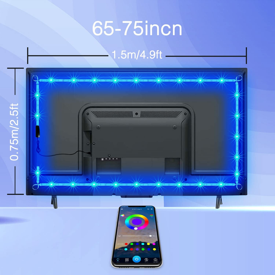 LED Strip Lights for TV 65-75 Inch, 15Ft TV LED Backlight, Bluetooth ...