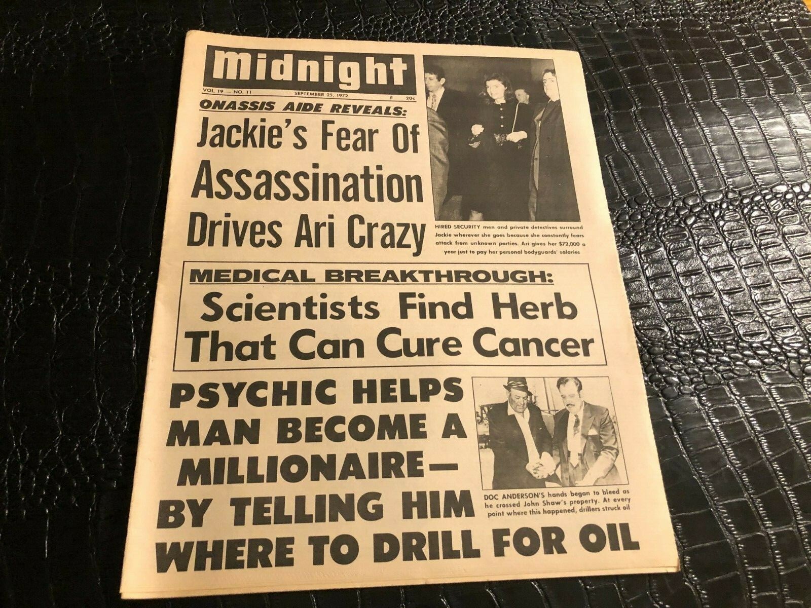 SEPT 25 1972 MIDNIGHT tabloid magazine JACKIE KENNEDY ASSASSINATION ...