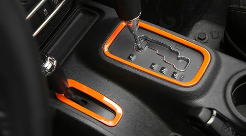 Fit For Jeep Wrangler JK 2011-2017 ABS Orange Console Gear Shift Ring ...