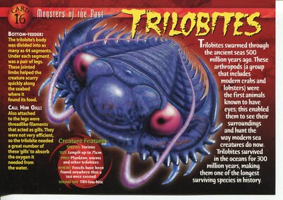 Weird N’ Wild Creatures Monster of the Past Card 16 # Trilobites # LC1 ...