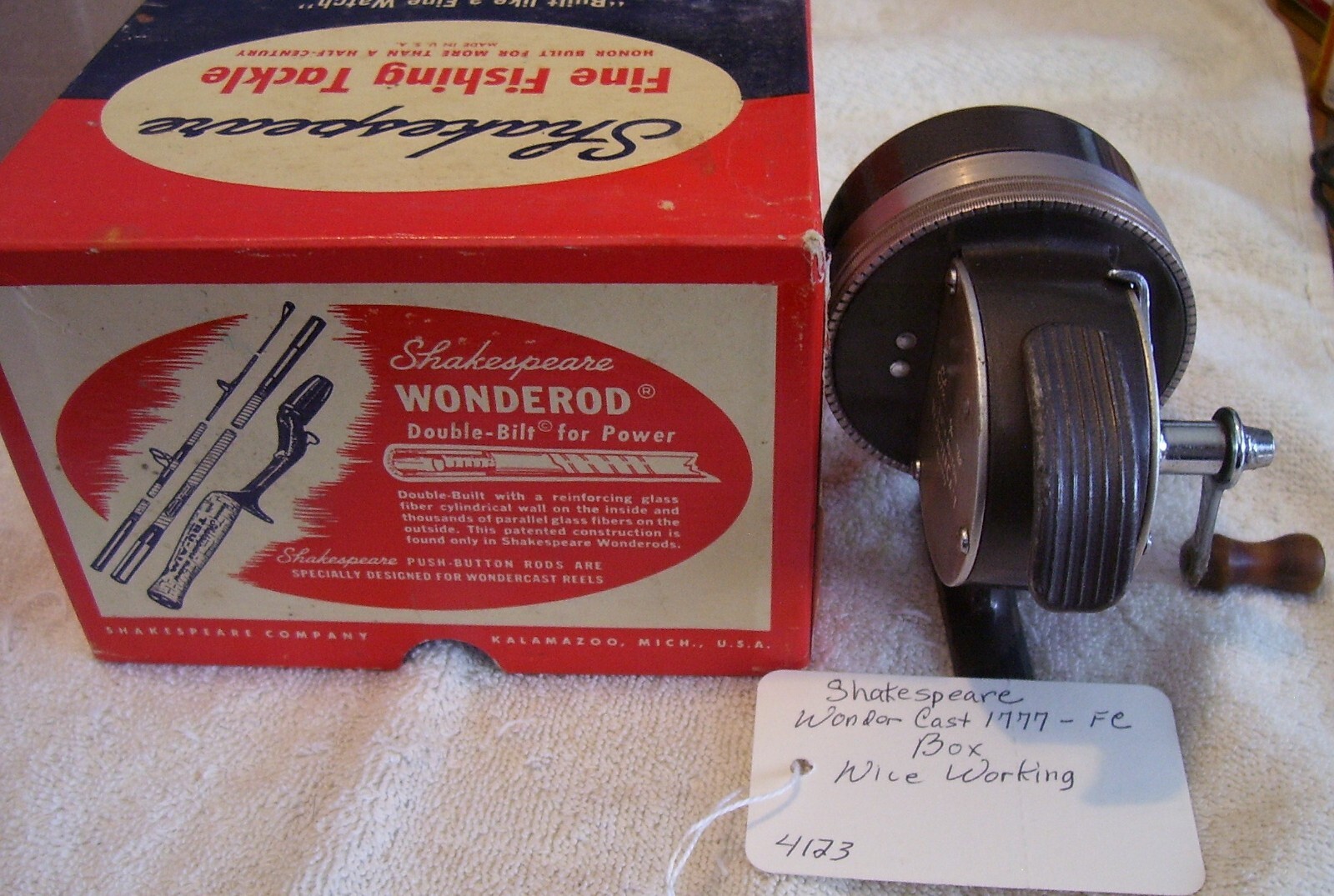 4123 SHAKESPEARE PUSH BUTTON WONDER CAST 1777 REEL SEE TAG BOX | eBay