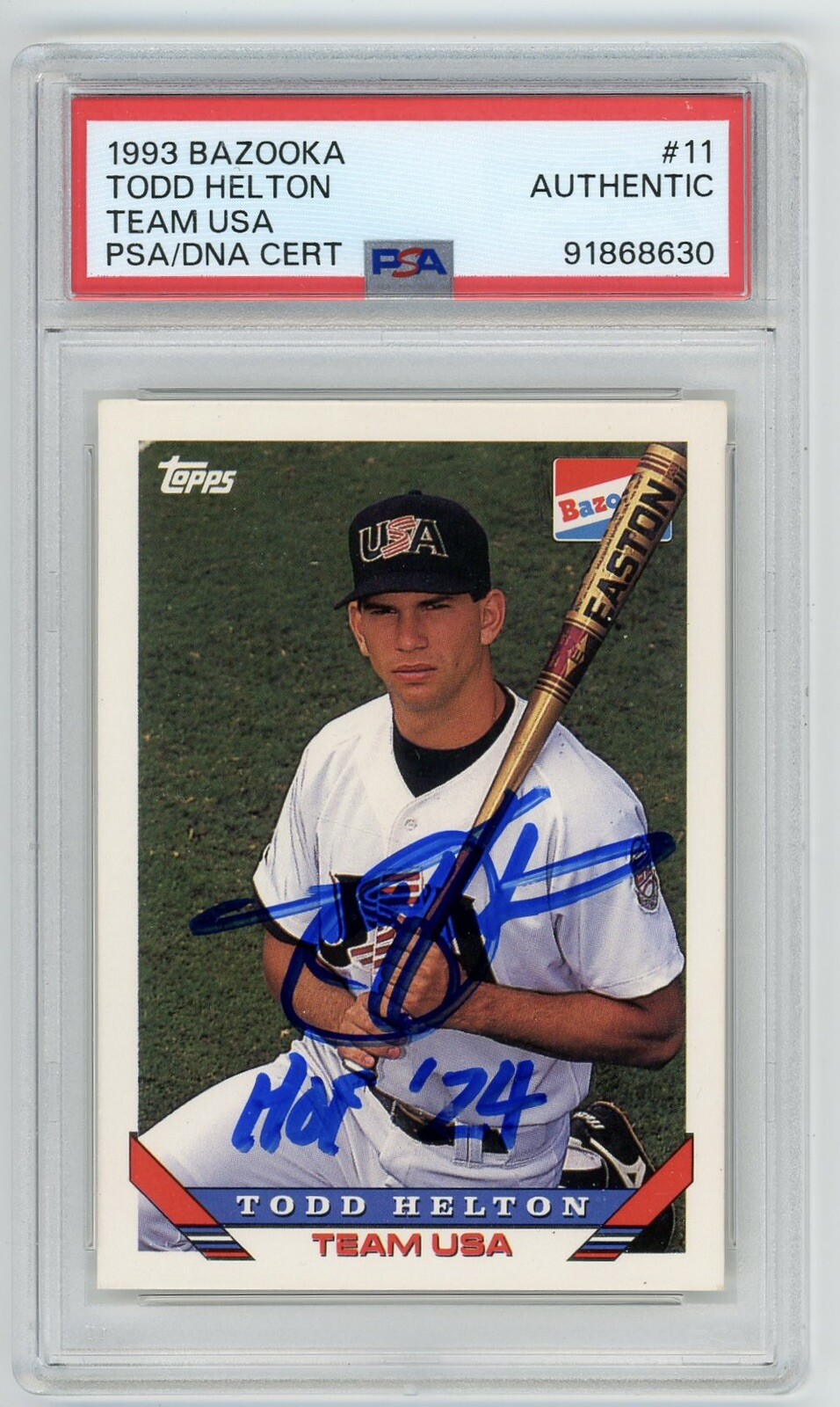 1993 TOPPS Bazooka Todd Helton Signed AUTO #11 PSA ROOKIE RARE HOF ...