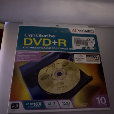Verbatim LightScribe DVD+R DVD+Recordable for Direct Disc Labeling 10 ...