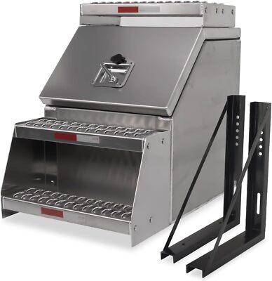 Aluminum Side Storage Saddle Step Box For 8 Semi Truck 18"L x 28"W x 25 ...