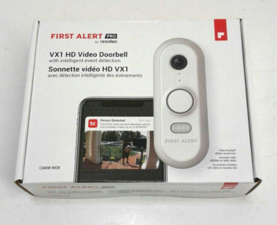 Resideo CAMW-WDB First Alert Pro VX1 HD Video Doorbell 5MP Camera White ...