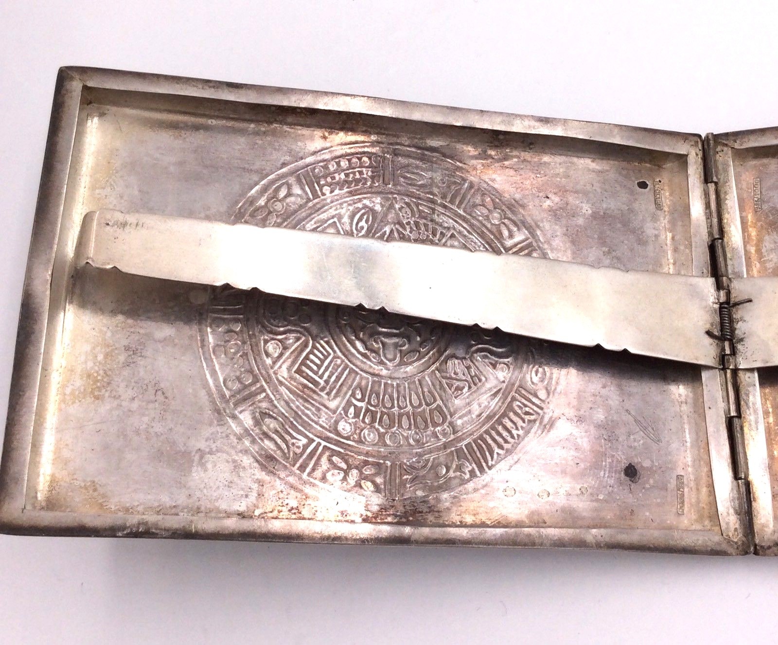Vintage Sterling Silver Signed Alday Mexican Aztec Cigarette Case | eBay