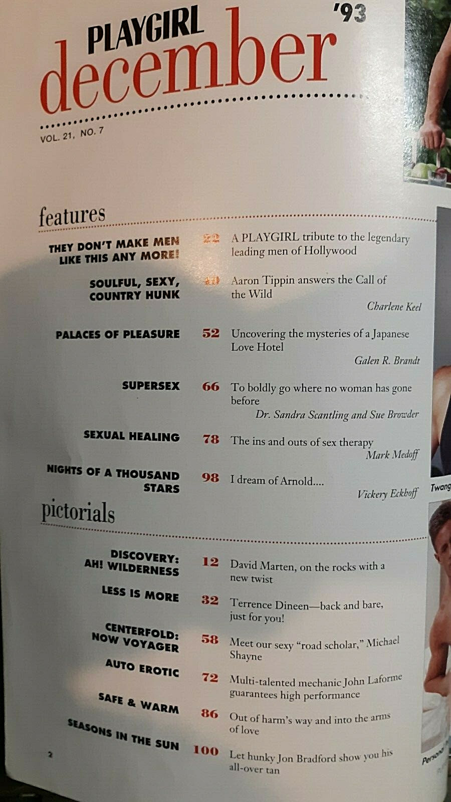 PLAYGIRL December 1993 Terrence Dineen nude - Michael Shayne Centerfold ...