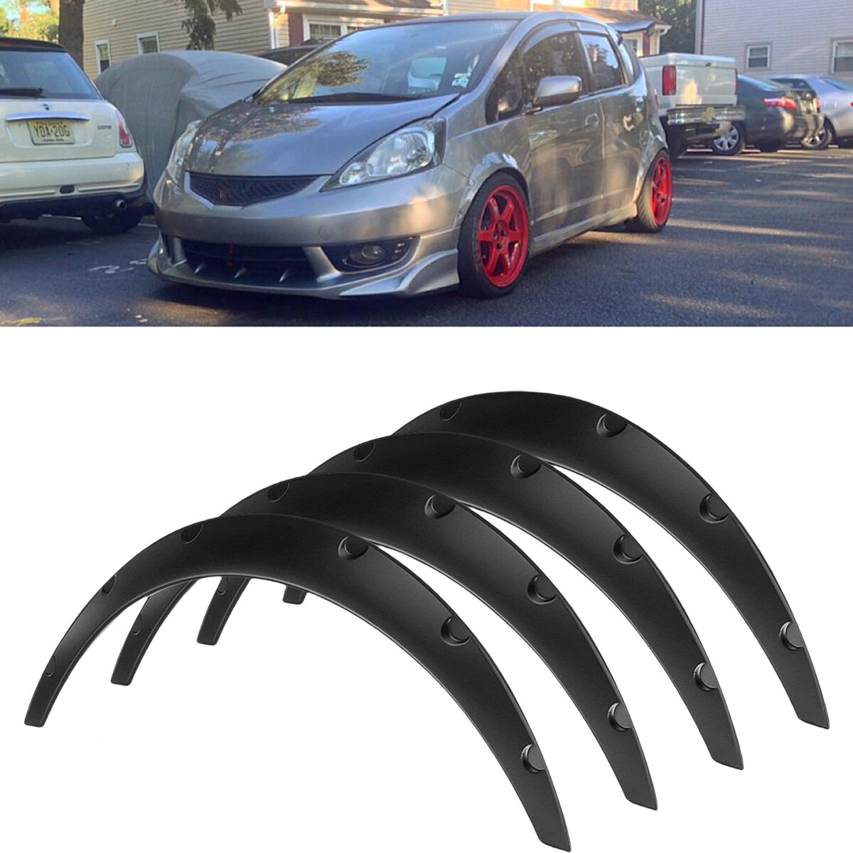 For Honda Fit Jazz 4Pcs Set Fender Flares Wide Body Kit Wheel Arches ...