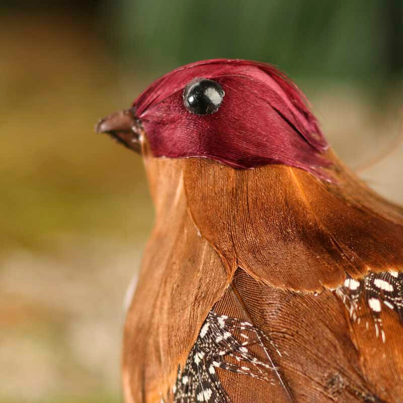 Set of 2 Plump Feathered Sitting 6" Artificial Partridge Birds with ...