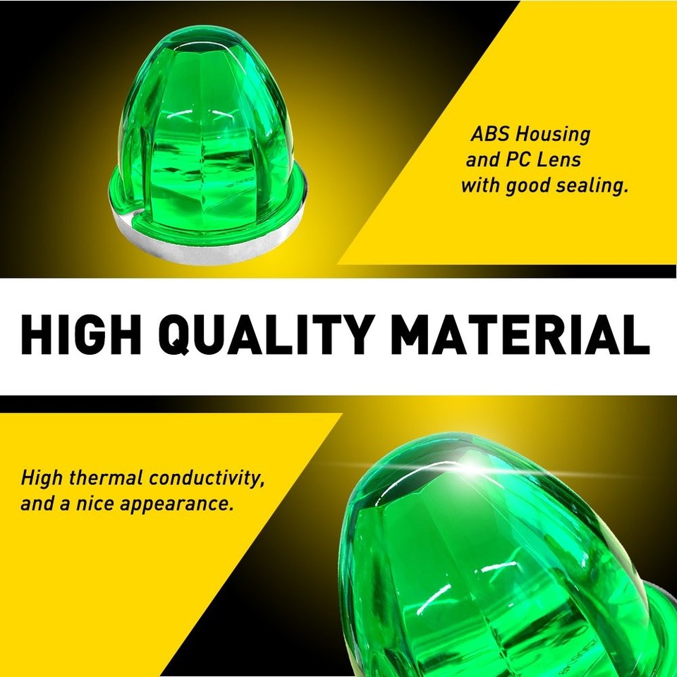 6X 12V Green Color Big LED Watermelon Lights 3" Clear Lens for Trailer ...