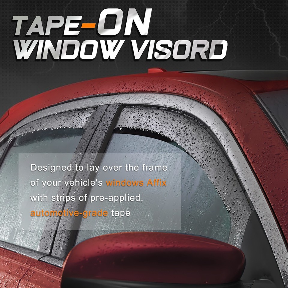 For 01-10 Chrysler PT Cruiser Tape-on Window Visors Sun Rain Guards ...