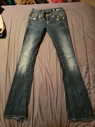 Miss Me Denim Flared Jeans with Distressed Detailing | eBay