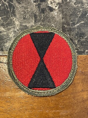 Original WW2 US Army 7th Army Patch Vintage WWII Era Olive Drab Border ...
