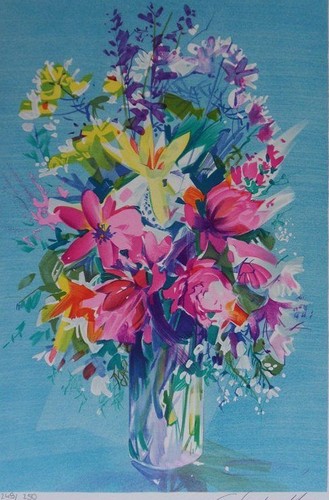 Claude Mars: Vase Flowerwork, Lithography Original Signed, 250EX ...