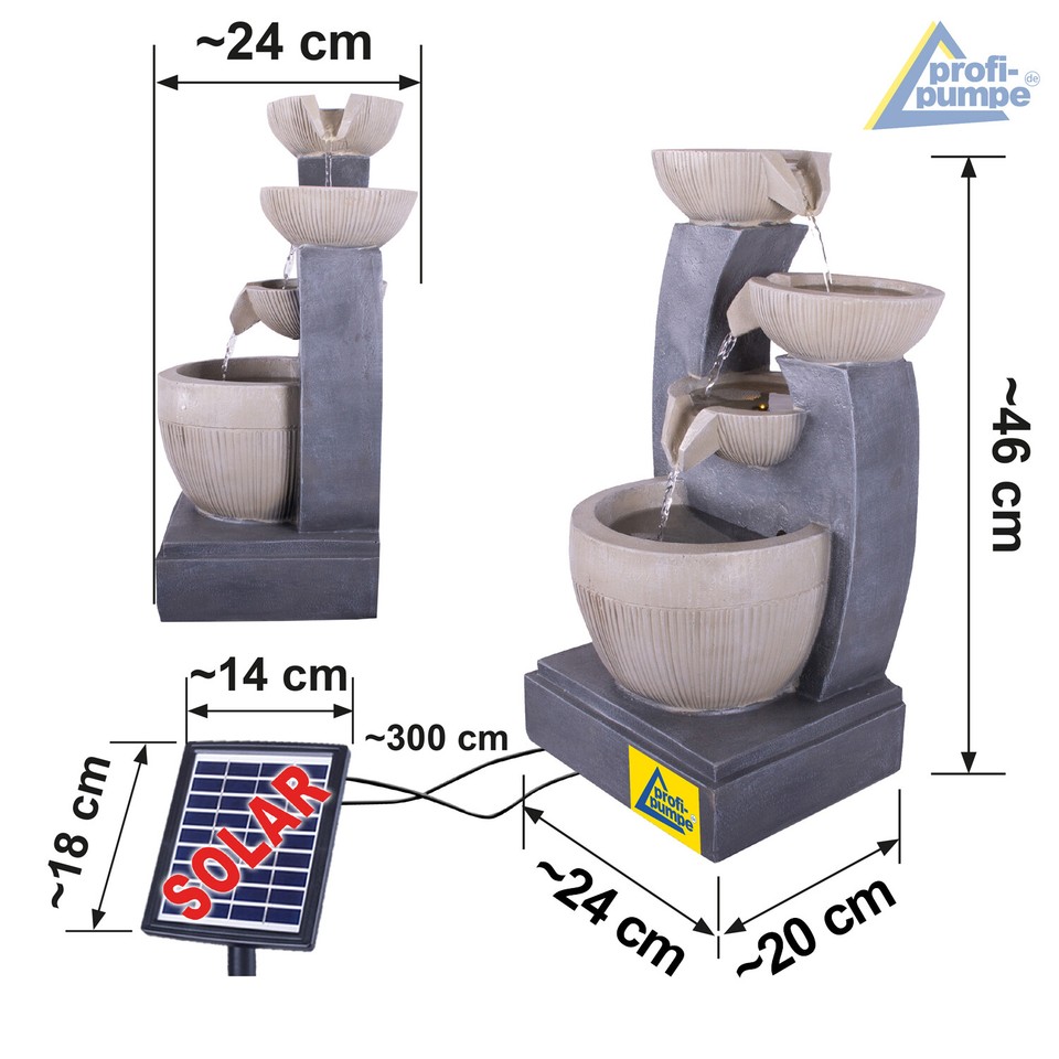 SOLAR BRUNNEN SPRINGBRUNNEN GARTEN BRUNNEN ZIER SOLAR WASSERSPIEL ...