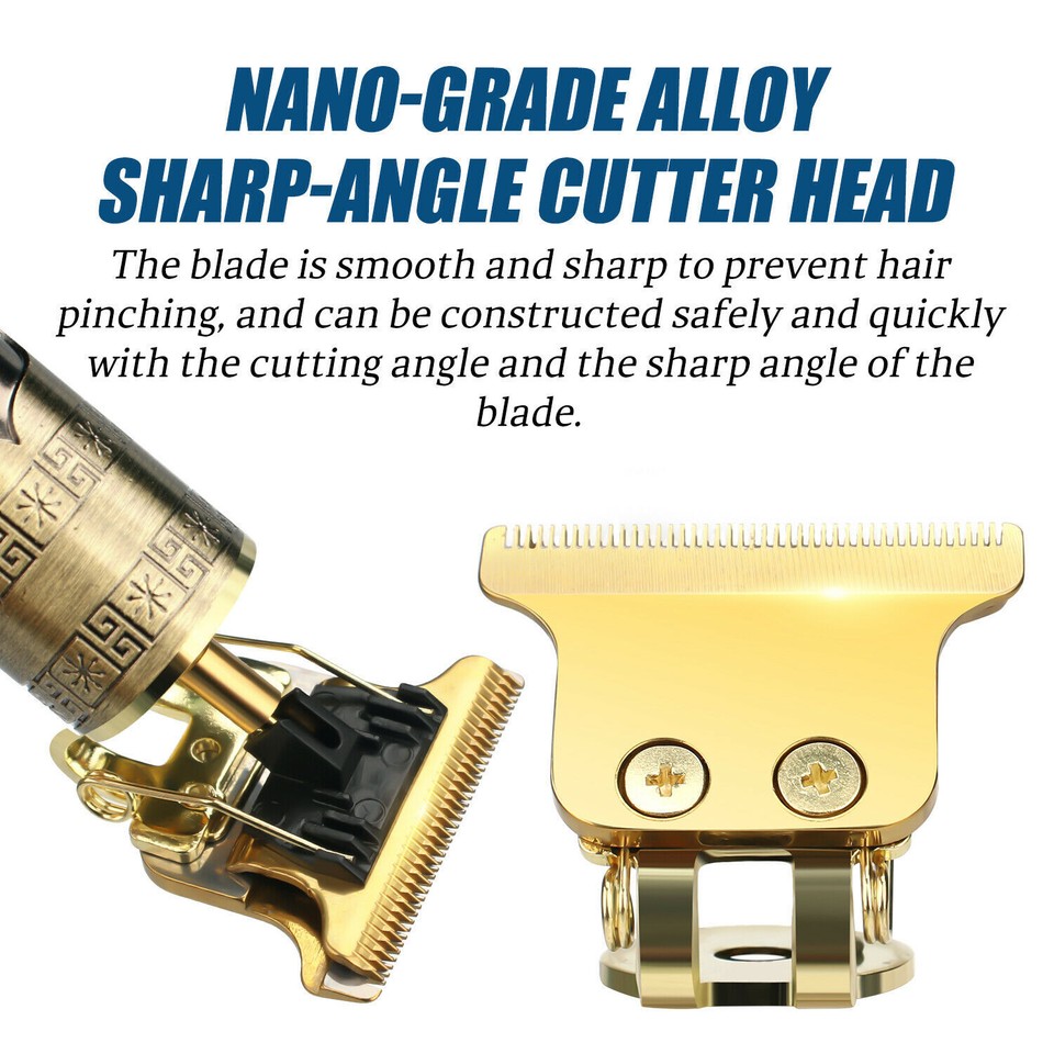 Professional Cordless Hair Trimmer T-Shaped Clipper Zero Gapped Beard ...