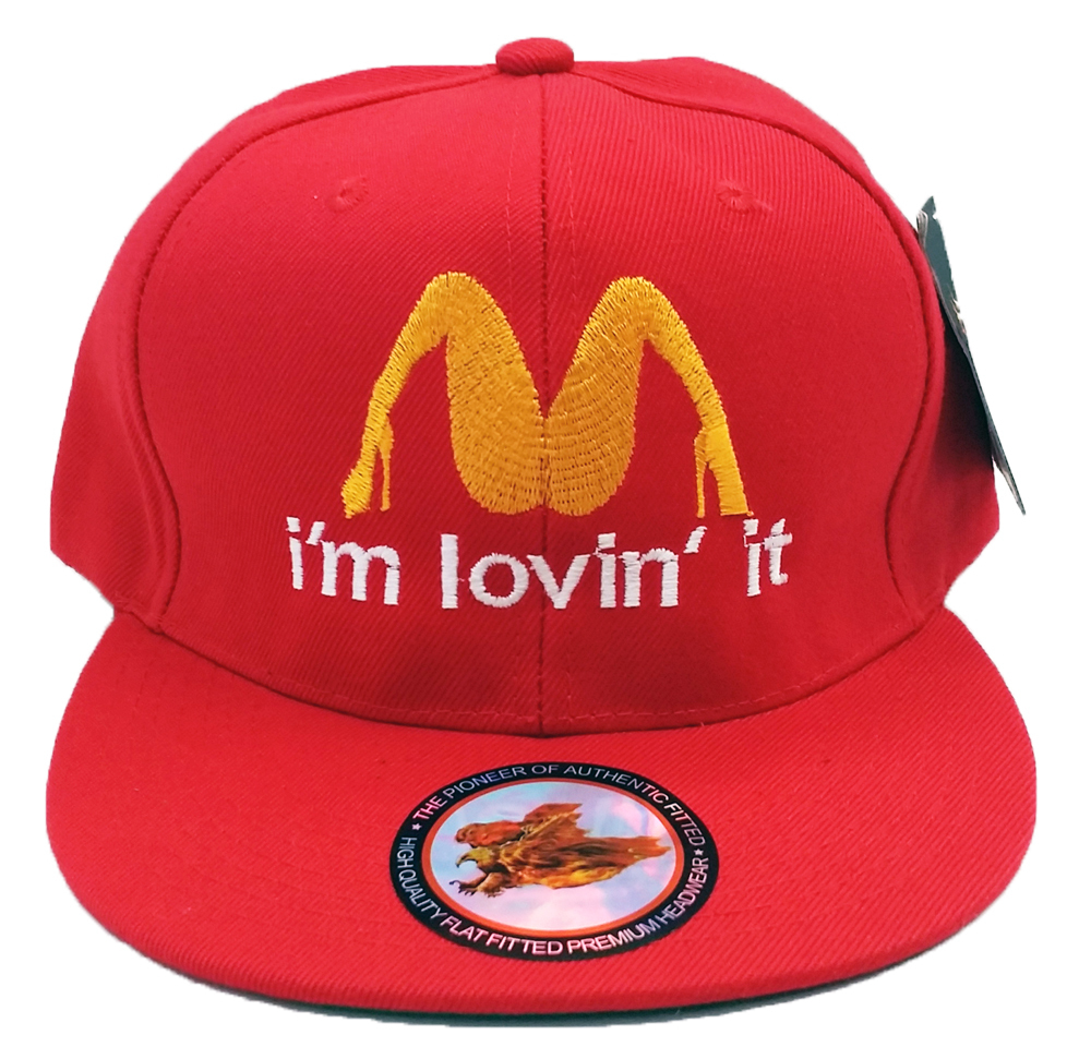 Mc Donald Parody Funny Spoof I'm Lovin' It Red Snapback Cap Hat ...