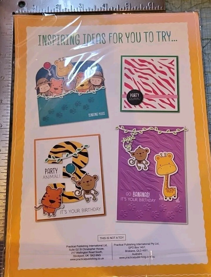 NEW Embossing folder and stamp SAFARI FRIENDS .kids- Monkeys Babies ...