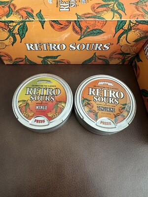 2 Retro Sours - 1x Tangerine & 1x Mango - New, Sealed Tins- Like ...