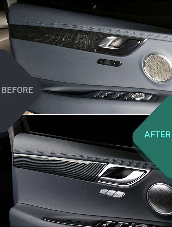 Carbon Fiber ABS Inner Door Panel Armrest Stripes Cover Trim For ...