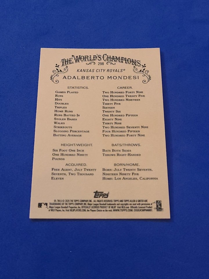 2020 Adalberto Mondesi Topps Allen & Ginter #298 | eBay