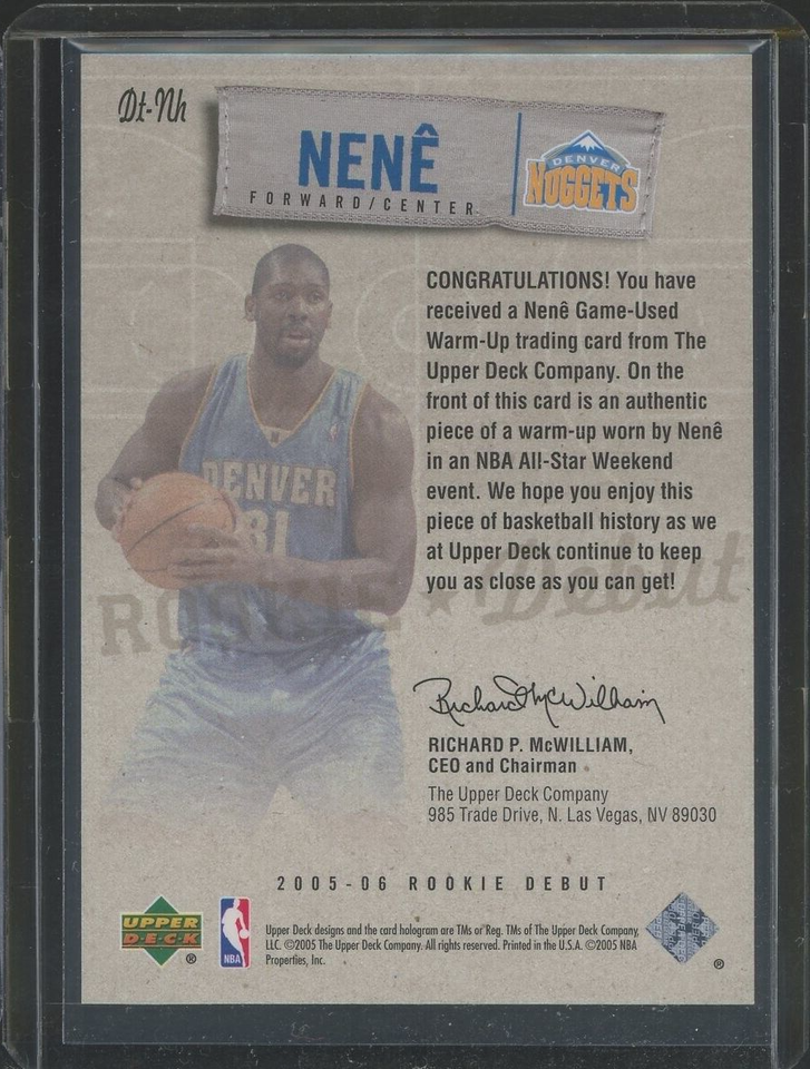 2005-06 Upper Deck Nene Game Used Jersey Rookie Debut #DT-NH Denver ...