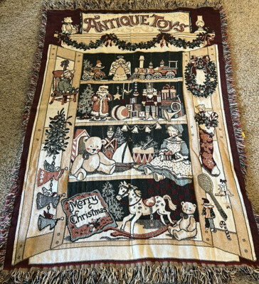 Christmas ANTIQUE TOYS Tapestry Woven Afghan Throw Blanket by ...