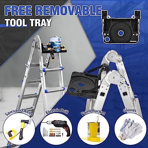 HB TOWER HBTOWER LADDER A FRAME 4 STEP EXTENSION LADDER 14 FT MULTI ...