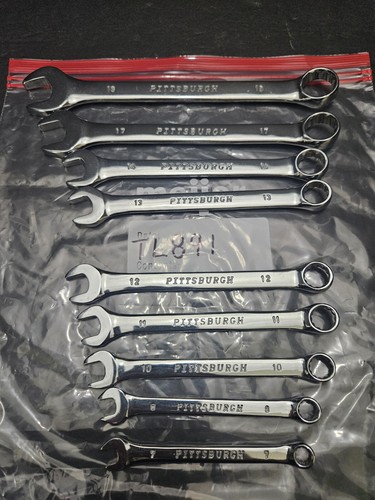 PITTSBURGH 9PC METRIC COMBINATION WRENCH SET 12PT POLISHED CHROME 7MM ...