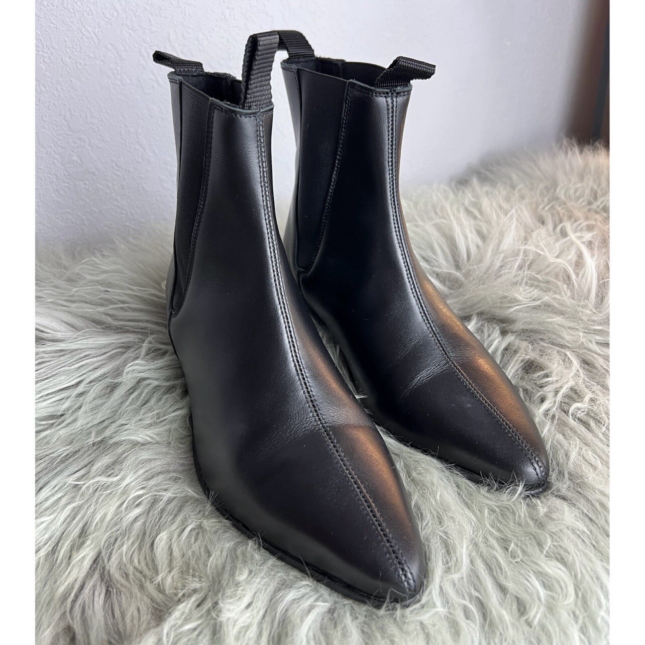 Underground England Beatle-Winklepicker -Chelsea Boots - Black Leather ...