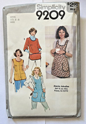 1970's Simplicity Misses' Apron Pattern 9209 Size Petite (6-8) UNCUT | eBay