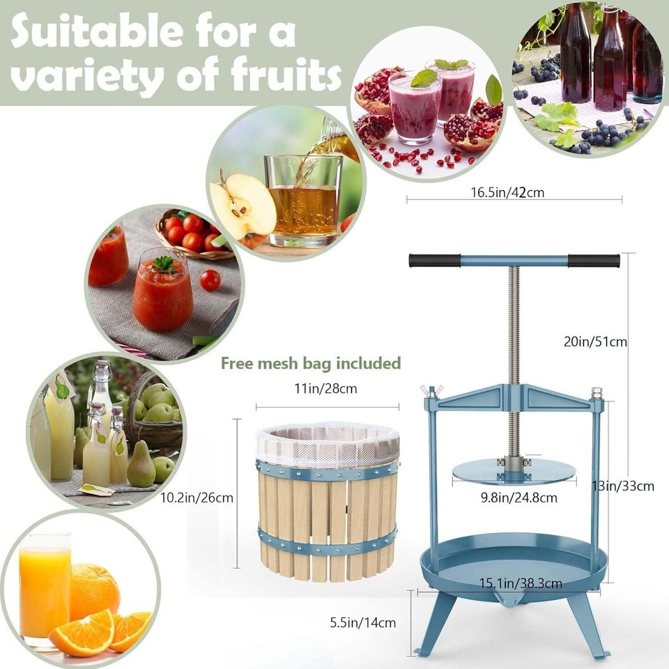 SQUEEZE master 12L/18L T Handle Fruit Apple Wine Cider Press Blue | eBay