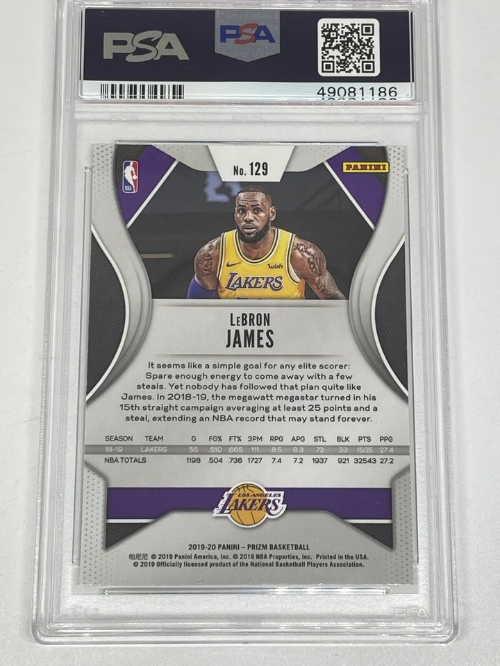 2019-20 Panini Prizm LeBron James Base Card No. 129 Graded PSA 10 Gem ...