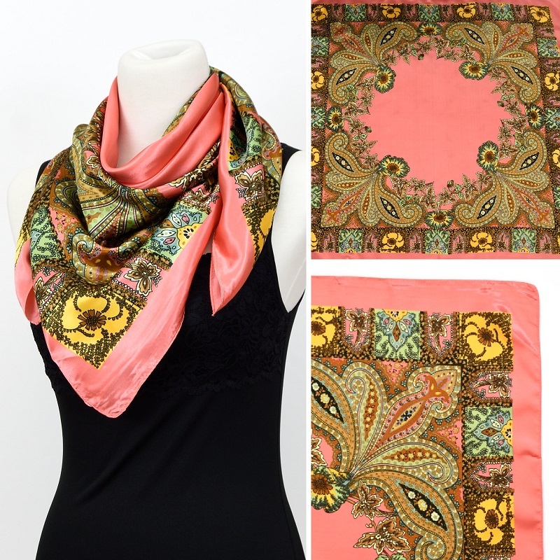 Ladies Fashion Silken Satin Square Scarf - Large 35 x 35 | eBay