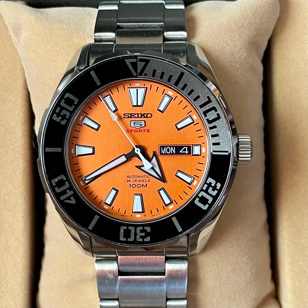 SEIKO 5 SPORTS SRPC55 Automatic Watch Orange Dial 45m… - Gem