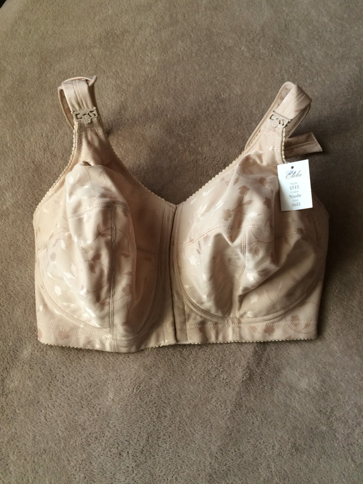 Elila 36H Nude Jacquard Front Close Soft Cup Bra Style 1515 Nwt | eBay