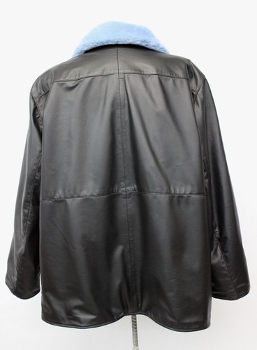 BRAND NEW BLUE SHEARED BEAVER FUR & LEATHER REVERSIBLE JACKET MEN MAN ...