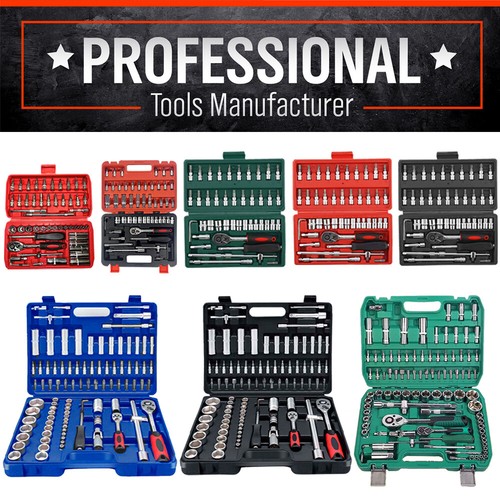 53/46/49Pc Spanner Socket Ratchet Wrench Set 1/4" 1/2" Drive Car Repair ...