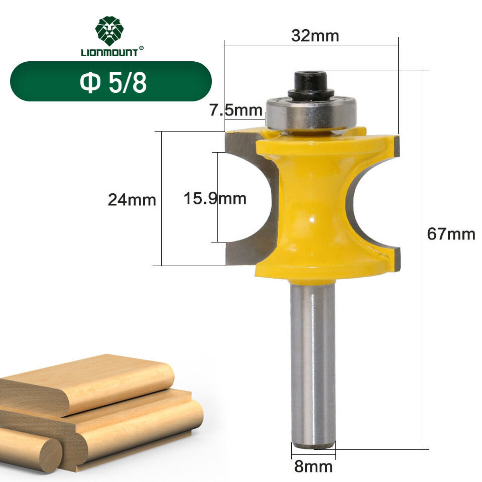 8mm Shank Bullnose Router Bit Set Bead Edge Moulding Profile Dowels ...