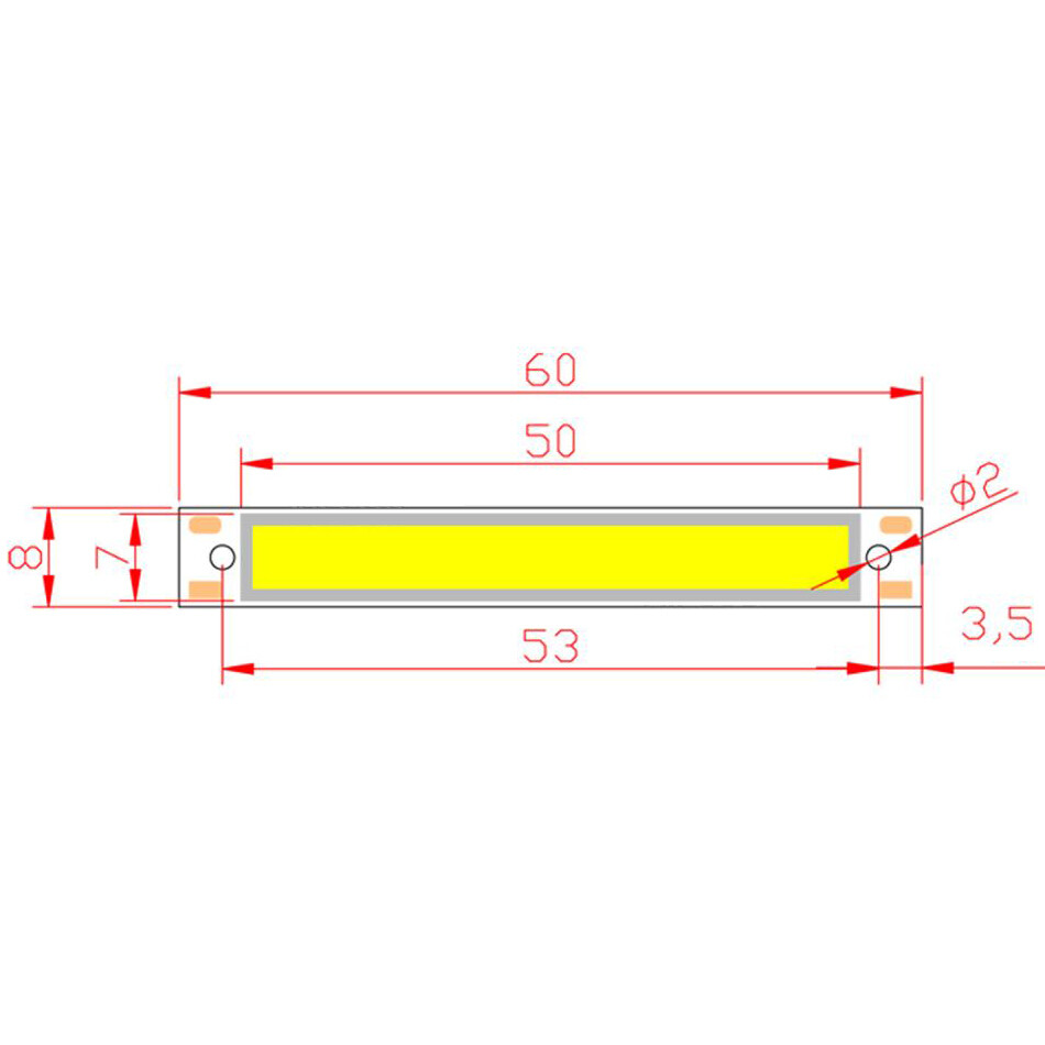 3W COB LED 60x8mm 3V 6V Red Blue Cold Warm White COB Strip LED light ...