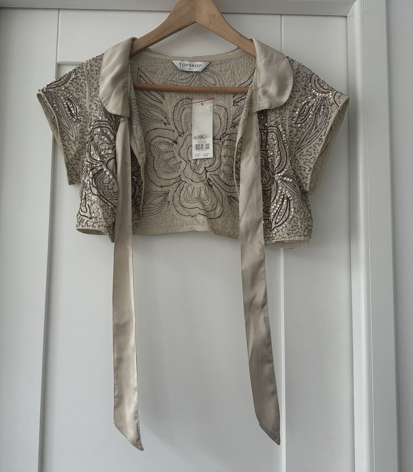 Topshop Embellished Bolero Top, Cropped, BNWT, Beads & Sequins, Small ...