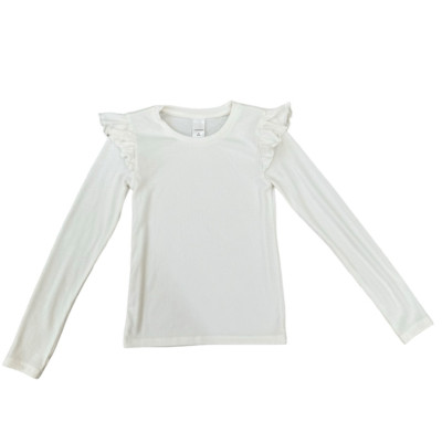 Nordstrom kids ruffle shoulder detail stretch ribbed girls top size 8/ ...