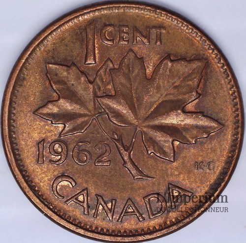 1962 Double Date (962) 1 Cent Canada Copper Canadian Error/Variety Coin ...