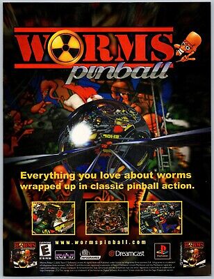 Worms Pinball Sega Dreamcast, Playstation PS1 Nov, 2000 Full Page Print Ad | eBay